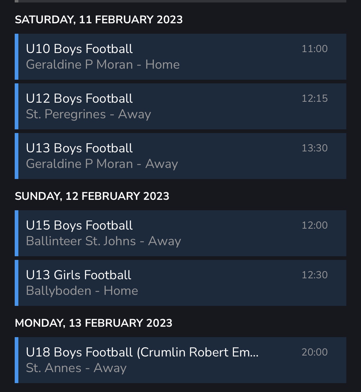 Weekend Fixtures – Crumlin GAA